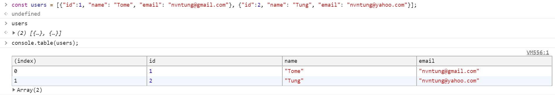 How to use console dot table in Console – Desktop of ITers